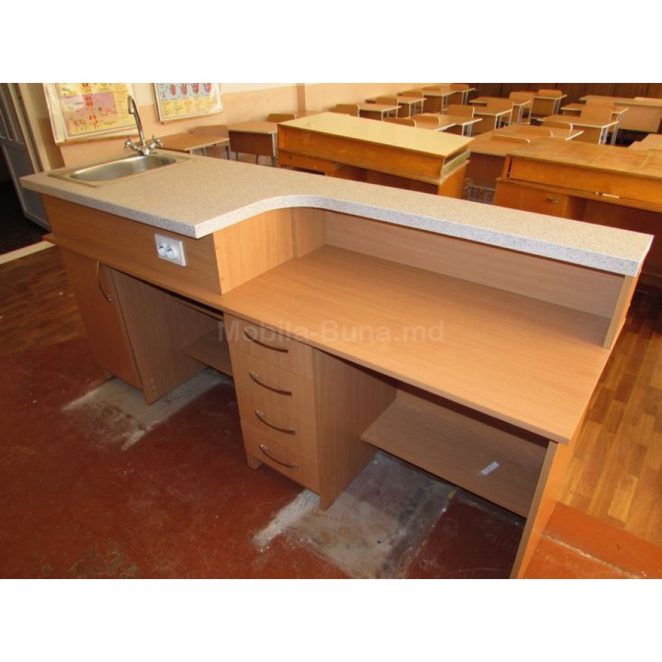 Masă laborator chimie. (lavuar, blat PVC) model A-11