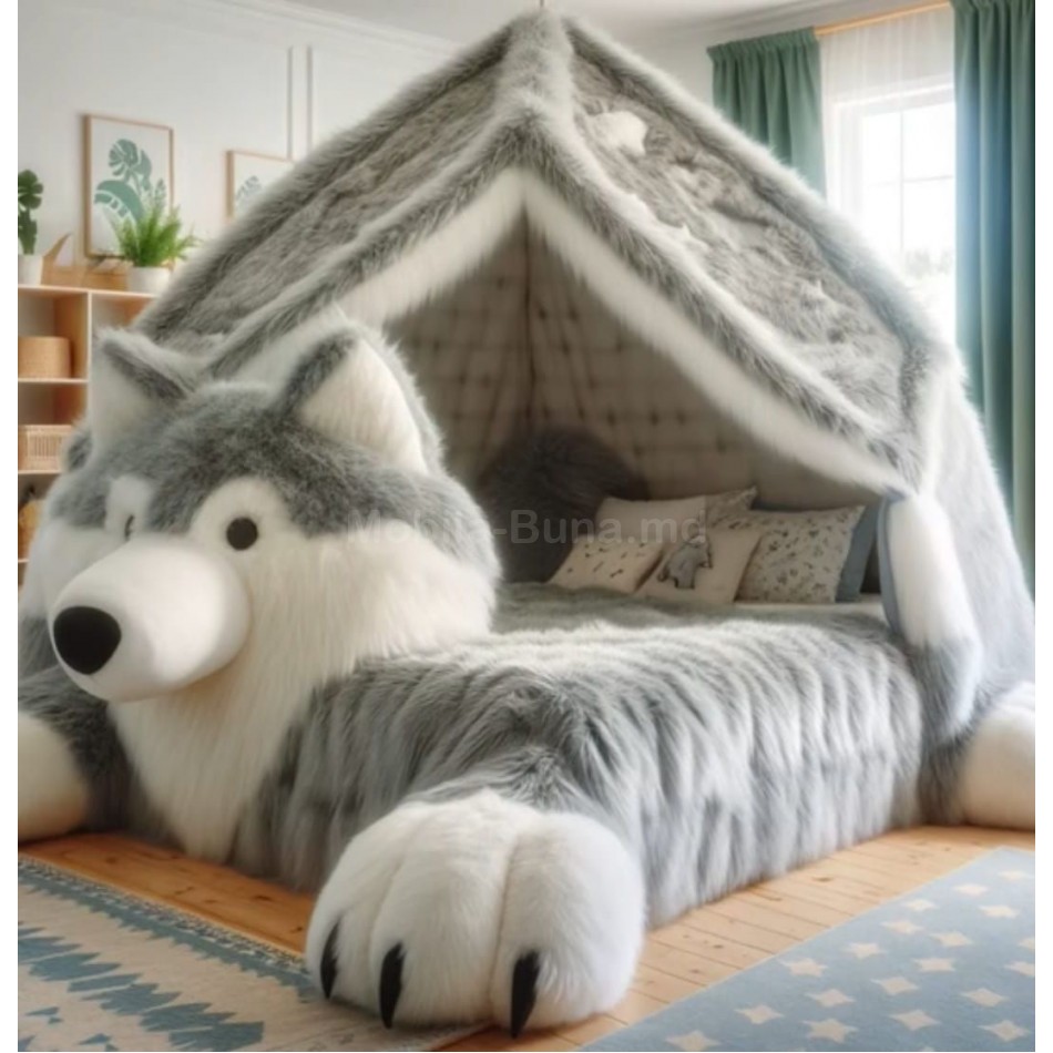 Pat / Divan cu lada de depozitare, tapitat cu stofa, pentru copii А-78