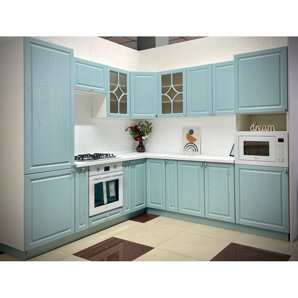 Bucatarie modulara de colț cu fatada MDF pvc A-3